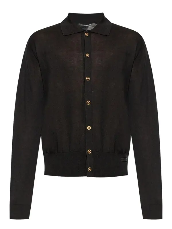 Versace Cotton And Silk Cardigan - Black