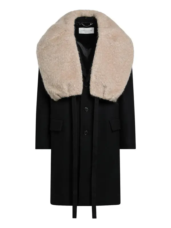 Dries Van Noten Wool Blend Overcoat - Black