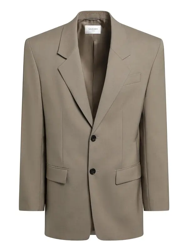 Saint Laurent Beige Single-breasted Wool And Mohair Jacket - Cream