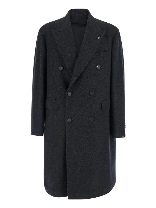 Tagliatore Coat With Notched Revers And Button Front Closure In Tech Fabric - Gray