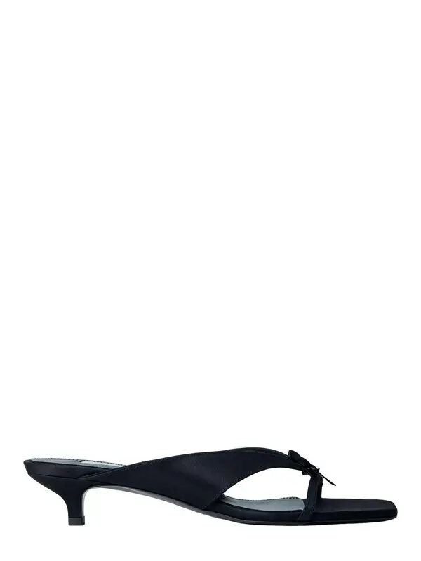 TOTEME Bow Satin Sandals - Black
