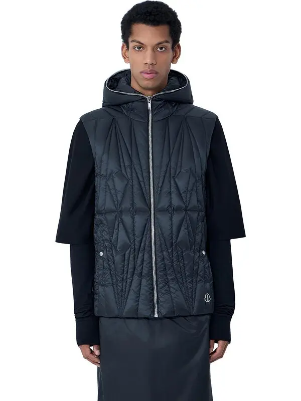 Moncler Rick Owens Geocamo Flight Quilted Hooded Gilet - Black