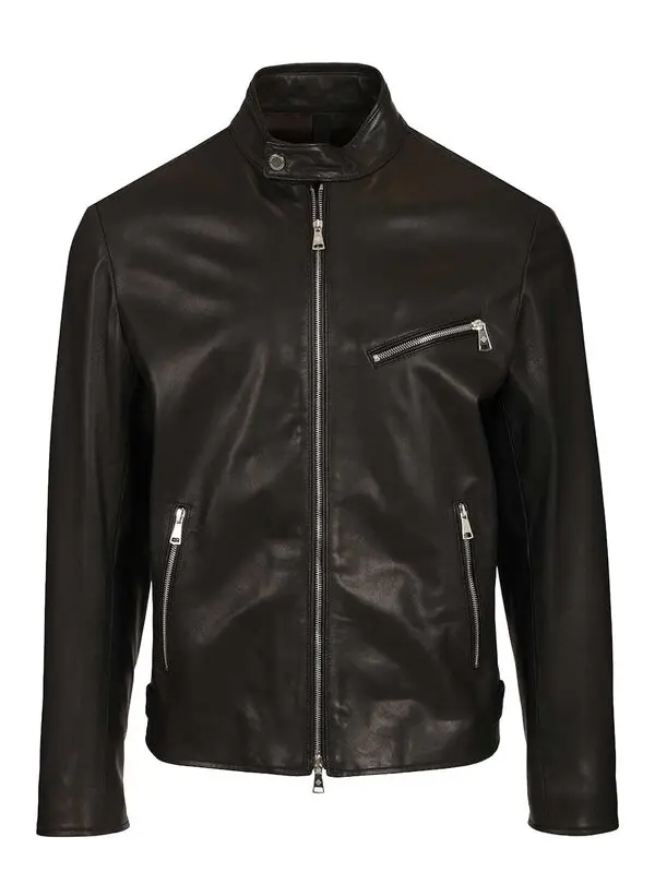 Tagliatore Lambskin Biker Jacket - Black