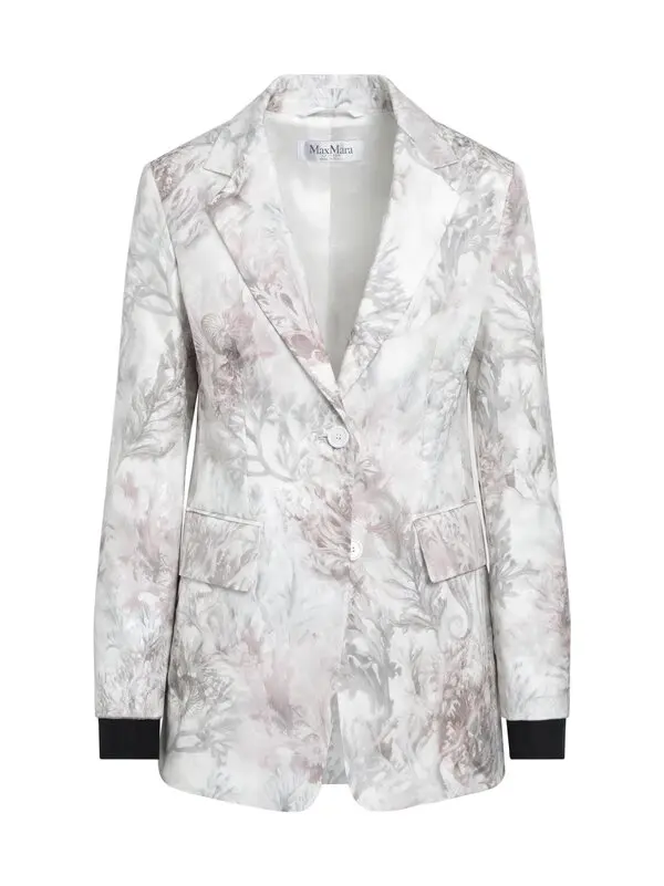 Max Mara Slim Blazer In Printed Organza And Cotton Gabardine - Multicolor