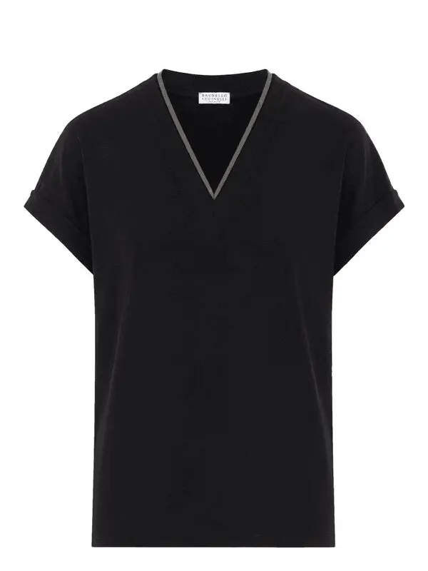 Brunello Cucinelli Monile V-neck T-shirt - Black