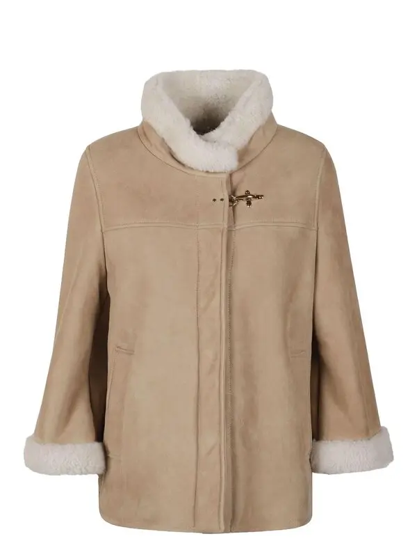 FAY Leather Shearling Cape - Multicolor
