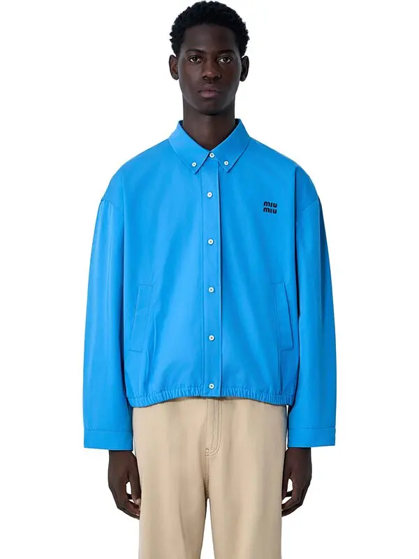 Miu Miu Logo Motif Blouson Jacket - Blue