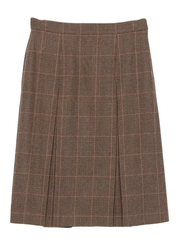 Saint Laurent Wool Cashmere Midi Skirt - Multicolor