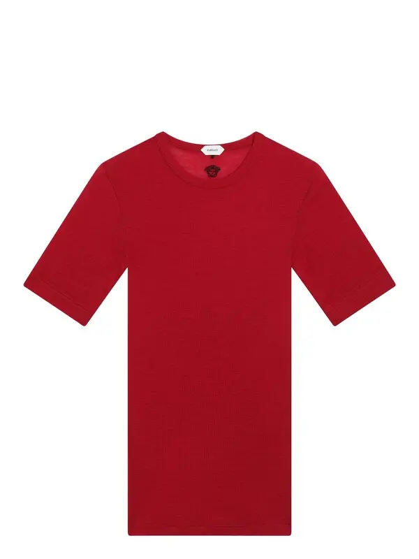 Versace Wool T-shirt With Logo - Red