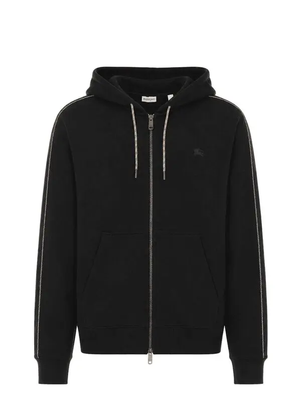 Burberry Check Trim Zip Hoodie - Black