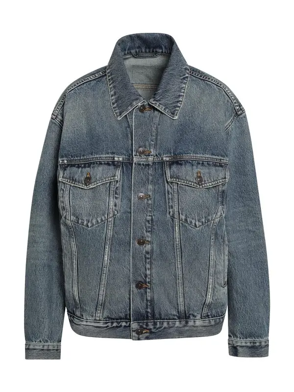 Balenciaga Kick Cotton Denim Jacket In Dirty Vintage - Blue