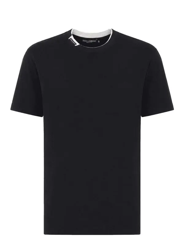 Dolce & Gabbana T-shirt With Logo On Neck - Blue