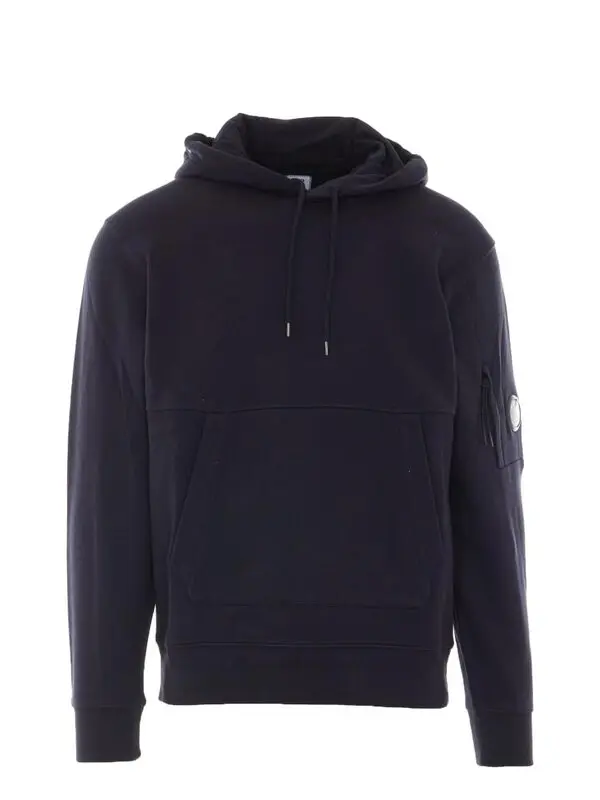 C.P. COMPANY Diagonal Raised Fleece Lens Logo Hoodie - Blue