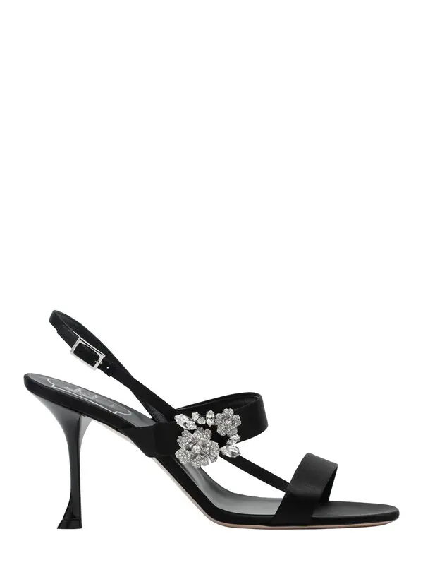 ROGER VIVIER Satin Efflorescence Sandals - Black