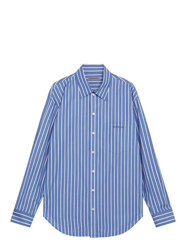 Balenciaga Light Striped Cotton Shirt - Blue