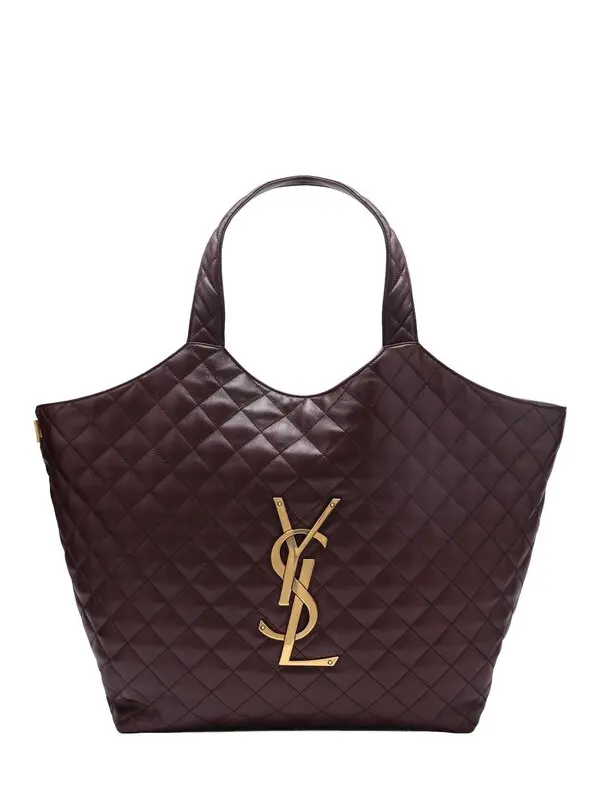 Saint Laurent Icare Oversized Quilted Leather Shopping Bag In Burgundy - Red