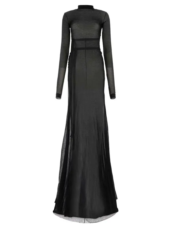 ANN DEMEULEMEESTER Cotton Blend Long Dress - Black