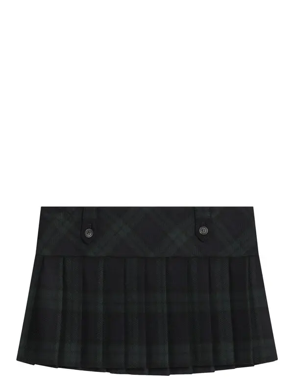Miu Miu Blue/green Pleated Wool Mini Skirt - Multicolor