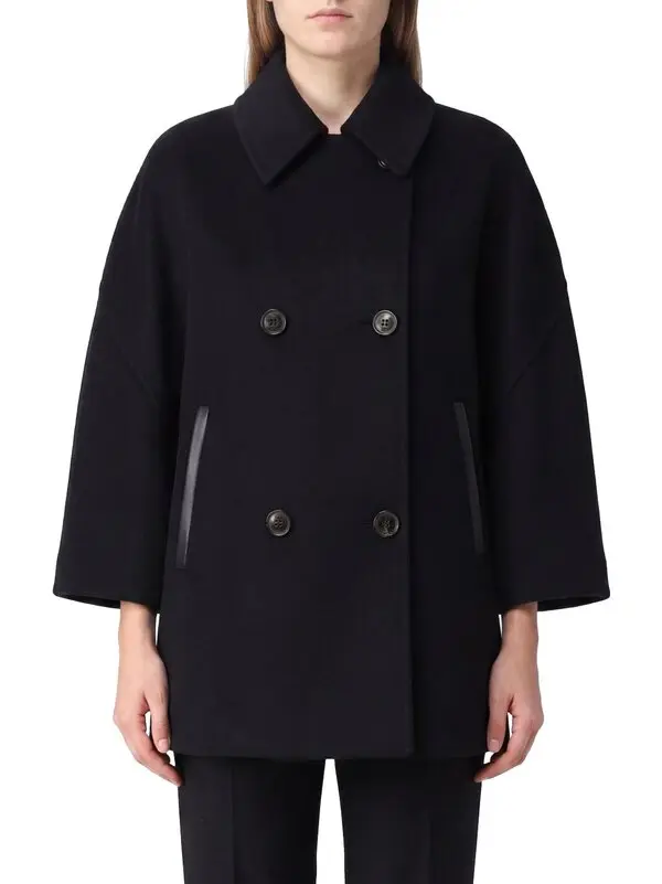Max Mara Double-breasted Knee-length Cashmere Coat With Dropped Shoulders - Black