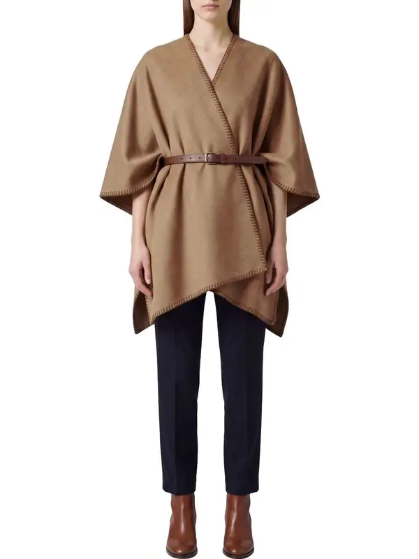 Max Mara Asymmetric Virgin Wool Cape - Cream
