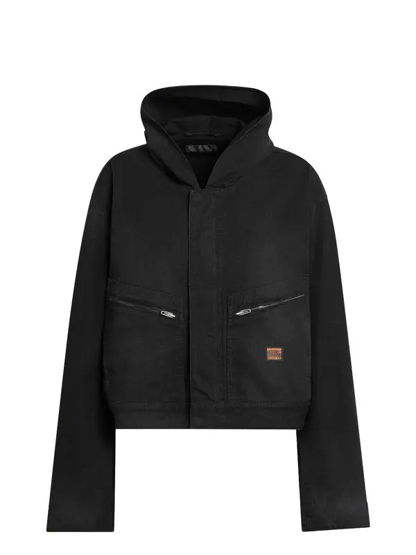 Balenciaga Cropped Hooded Jacket - Black