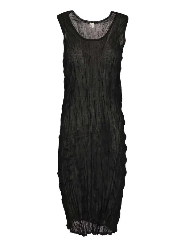TOTEME Crinkled Knit Tank Dress - Black