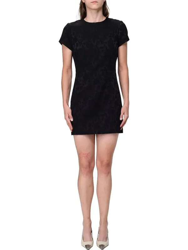 Saint Laurent Floral Print Cotton Blend Mini Sheath Dress - Black