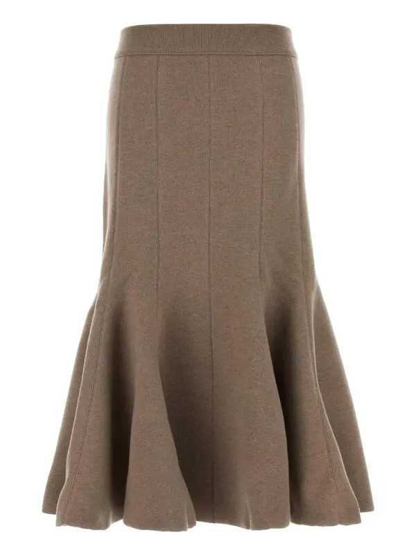 Bottega Veneta Cappuccino Cashmere Blend Skirt - Brown
