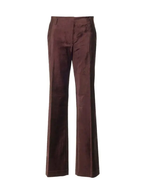 FORTE_FORTE Cotton Viscose Stretch Velvet Trumpet Shaped Pants - Brown