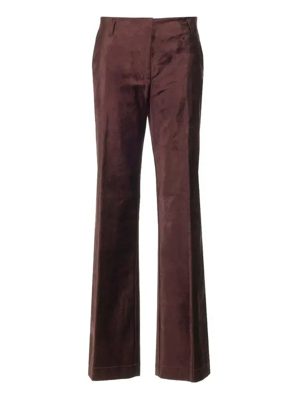 FORTE_FORTE Cotton Viscose Stretch Velvet Trumpet Shaped Pants - Brown