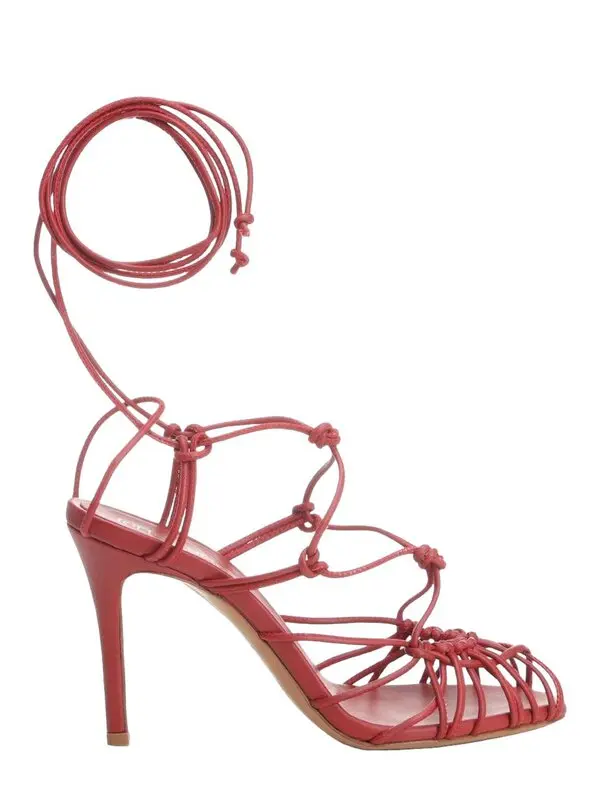 FORTE_FORTE Leather High Heel Sandals - Red