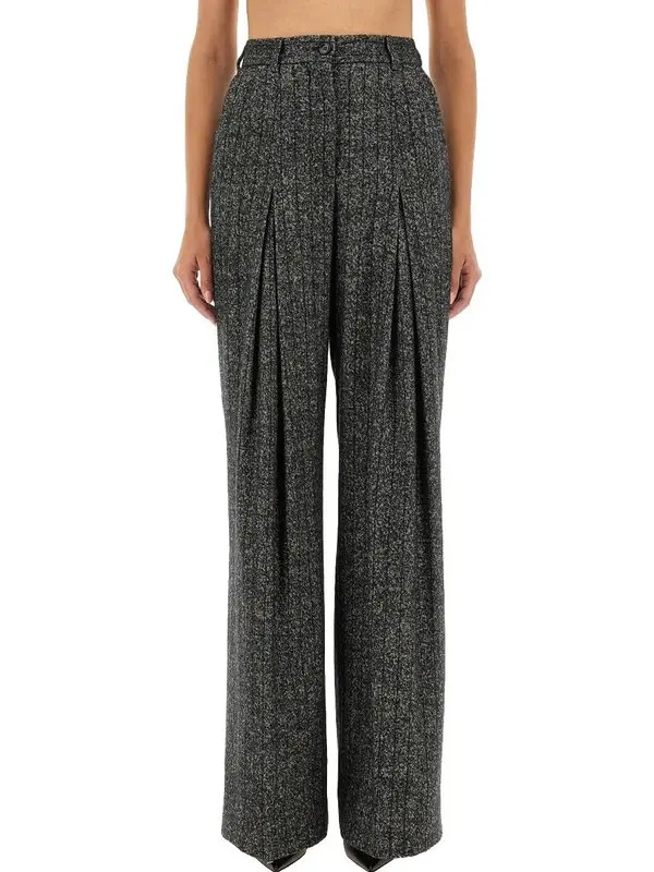 Dolce & Gabbana Striped Wool Pants - Gray