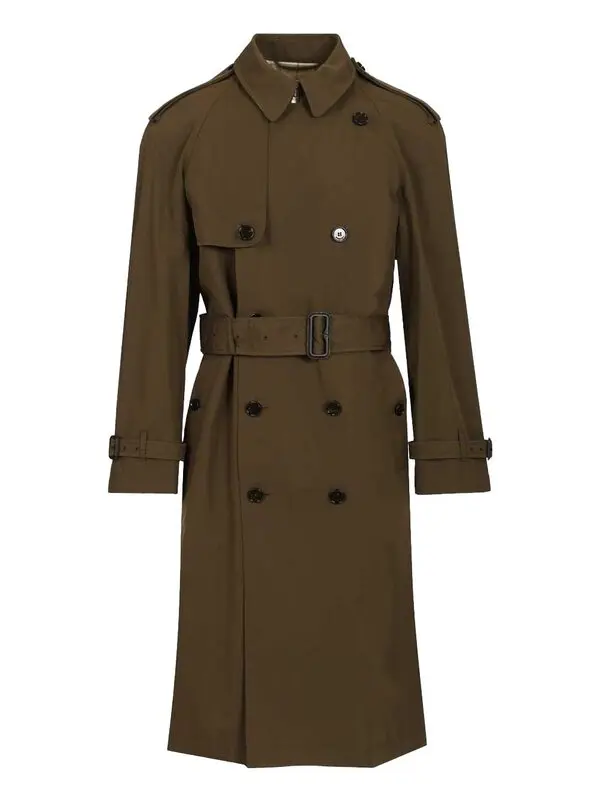 Burberry Long And Light Cotton Trench Coat - Green