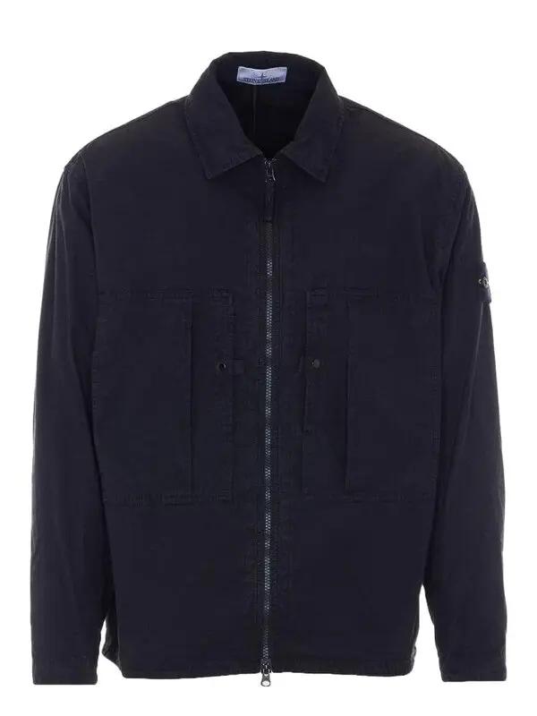 Stone Island Logo Overshirt - Black