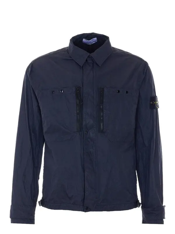Stone Island Logo Overshirt - Blue