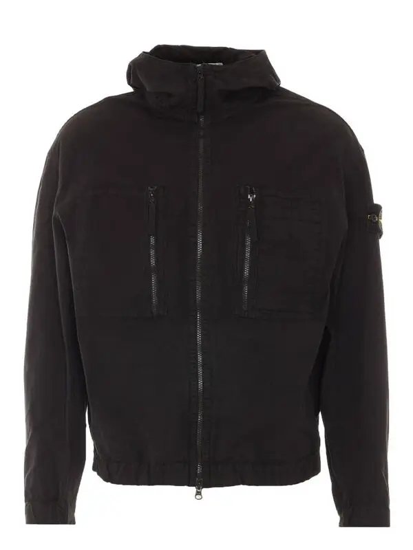 Stone Island Logo Ripstop Overshirt - Black