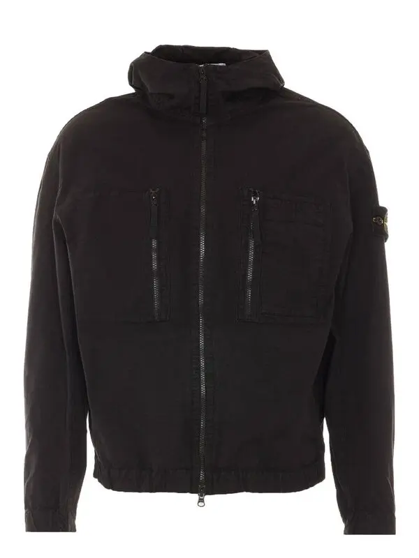 Stone Island Logo Ripstop Overshirt - Black