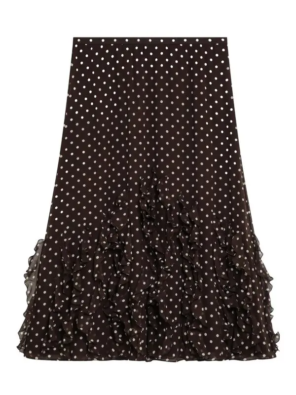 Valentino Garavani Silk Skirt With Plusdepois Motif - Brown