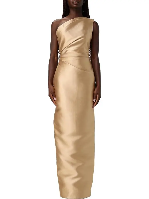 Solace London One-shoulder Satin Dress - Gold