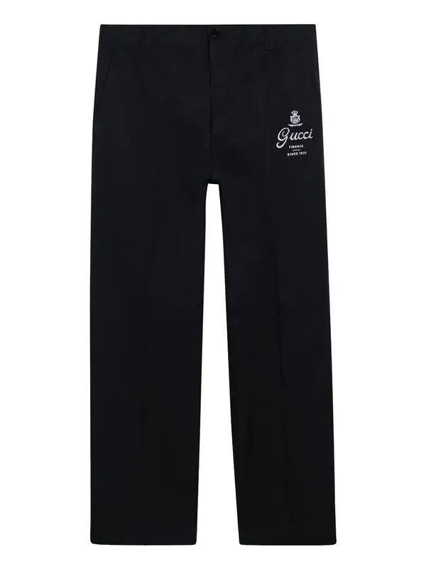 Gucci Cotton Trousers With Logo Print - Blue