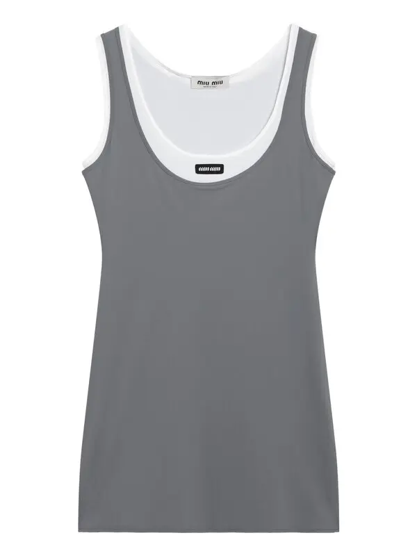 Miu Miu Short Stretch Jersey Dress - Gray