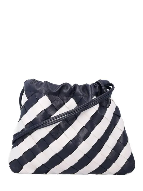 Bottega Veneta Mini Intrecciato Leather Crossbody Bag With Two-tone Stripe Motif - Blue
