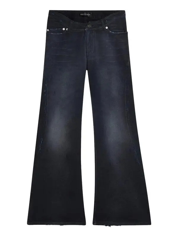 Balenciaga Wide Leg Jeans With Curved Waist - Blue