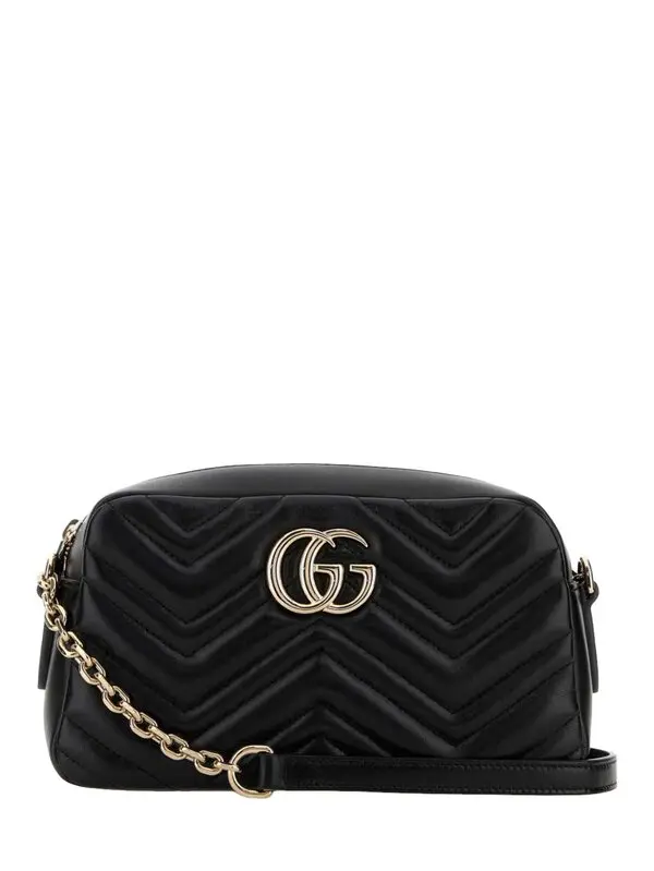 Gucci Gg Marmont Bag In Chevron Nappa Leather - Black
