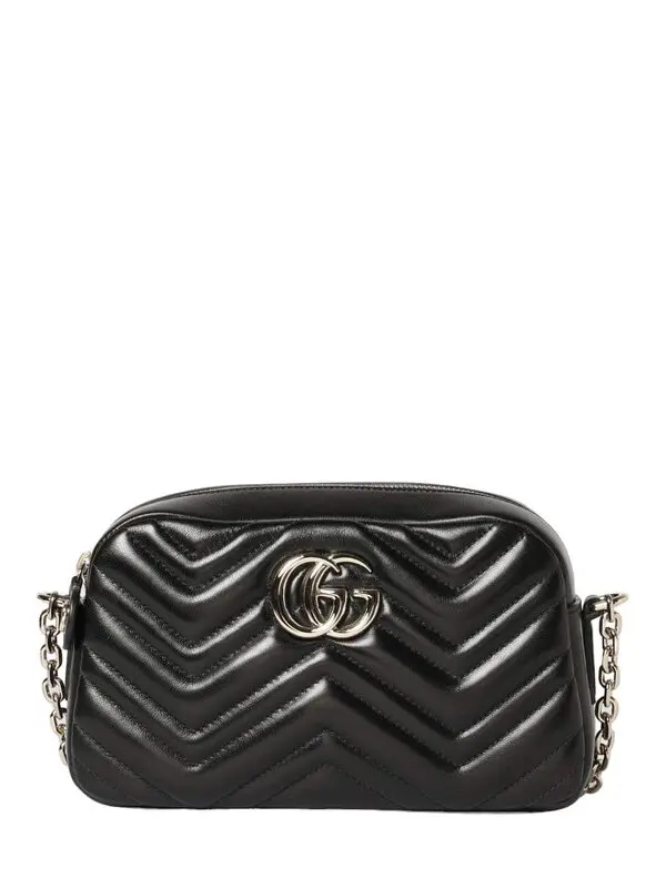 Gucci Gg Marmont Bag In Chevron Nappa Leather - Black