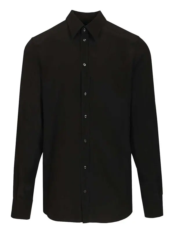 Dolce & Gabbana Formal Shirt In Silk Crepe De Chine - Black