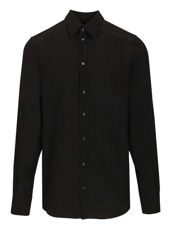 Dolce & Gabbana Formal Shirt In Silk Crepe De Chine - Black