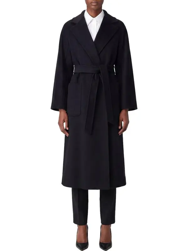 Max Mara Ludmilla Long Cashmere Belted Robe Coat - Black