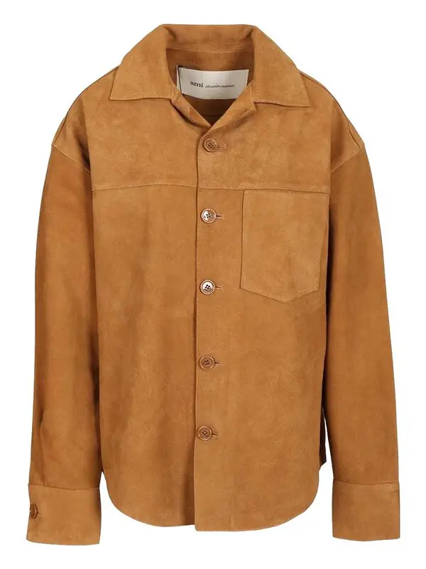 AMI Paris Suede Overshirt - Cream