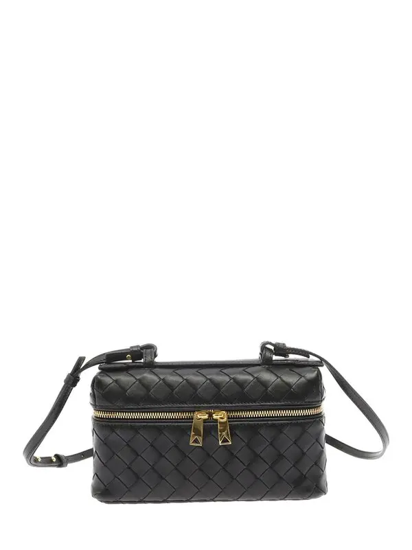 Bottega Veneta Bang Bang Woven Leather Bag - Black